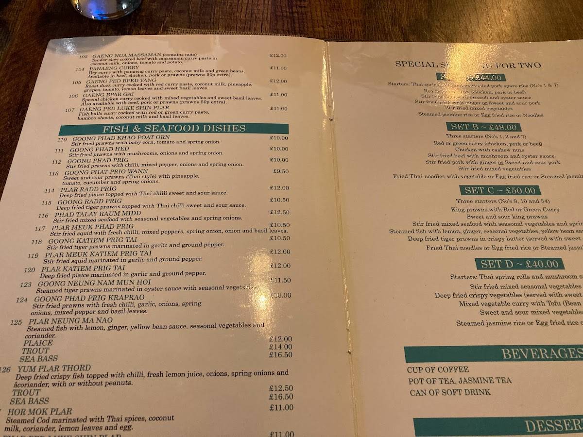 Menu at Torbay Thai Takeaway restaurant, Paignton