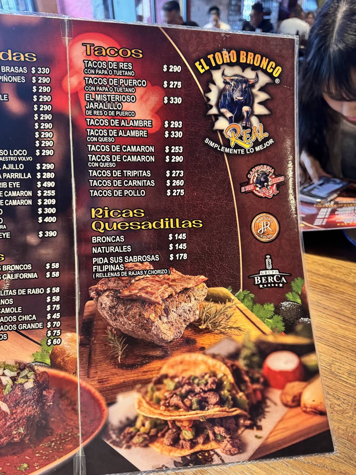 Carta del restaurante Toro Bronco Real, Ciudad Juarez, Av. Waterfill 427