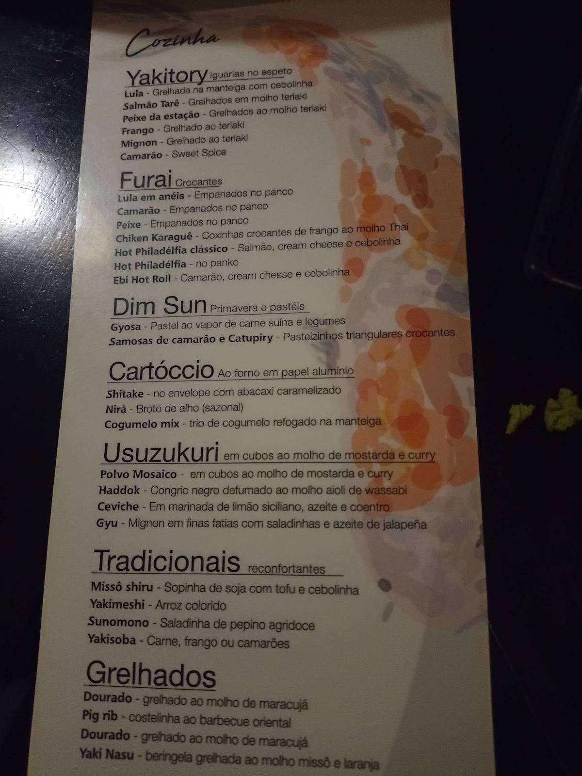 Menu em Toshi Conceito restaurante, São Pedro da Aldeia