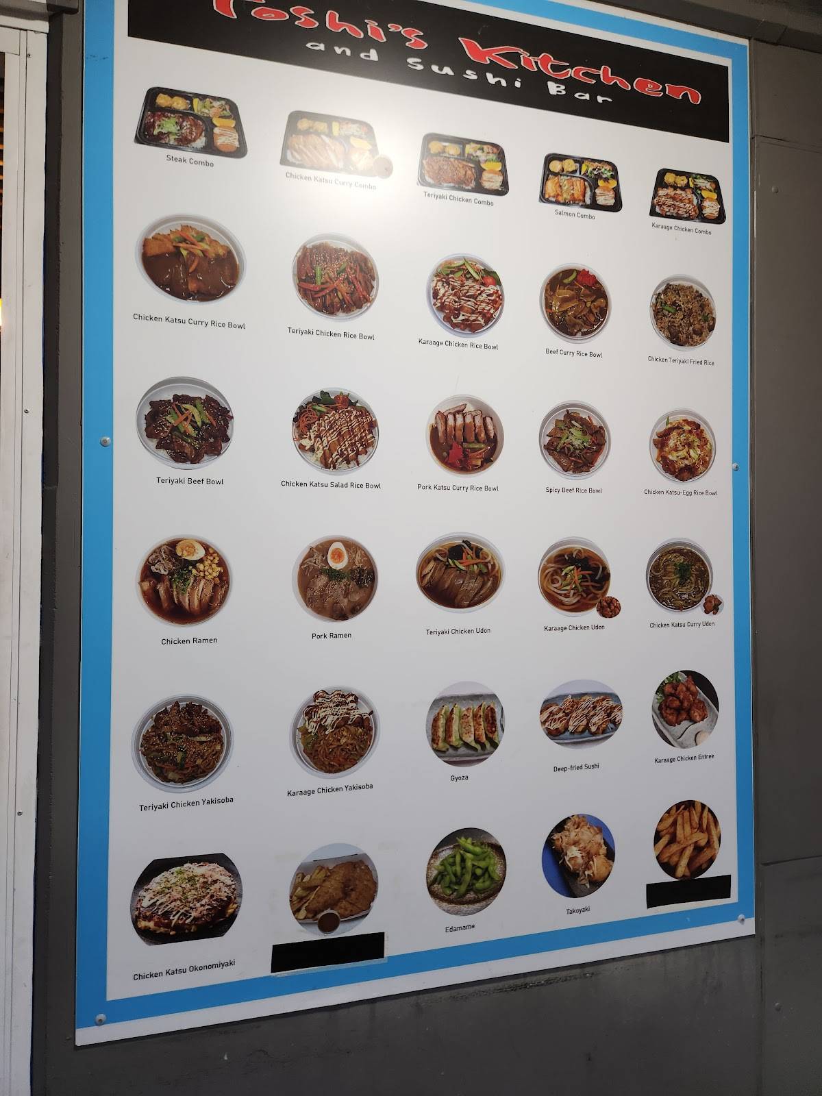 Menu at Toshi's Kitchen and Sushi Bar, Albany Creek
