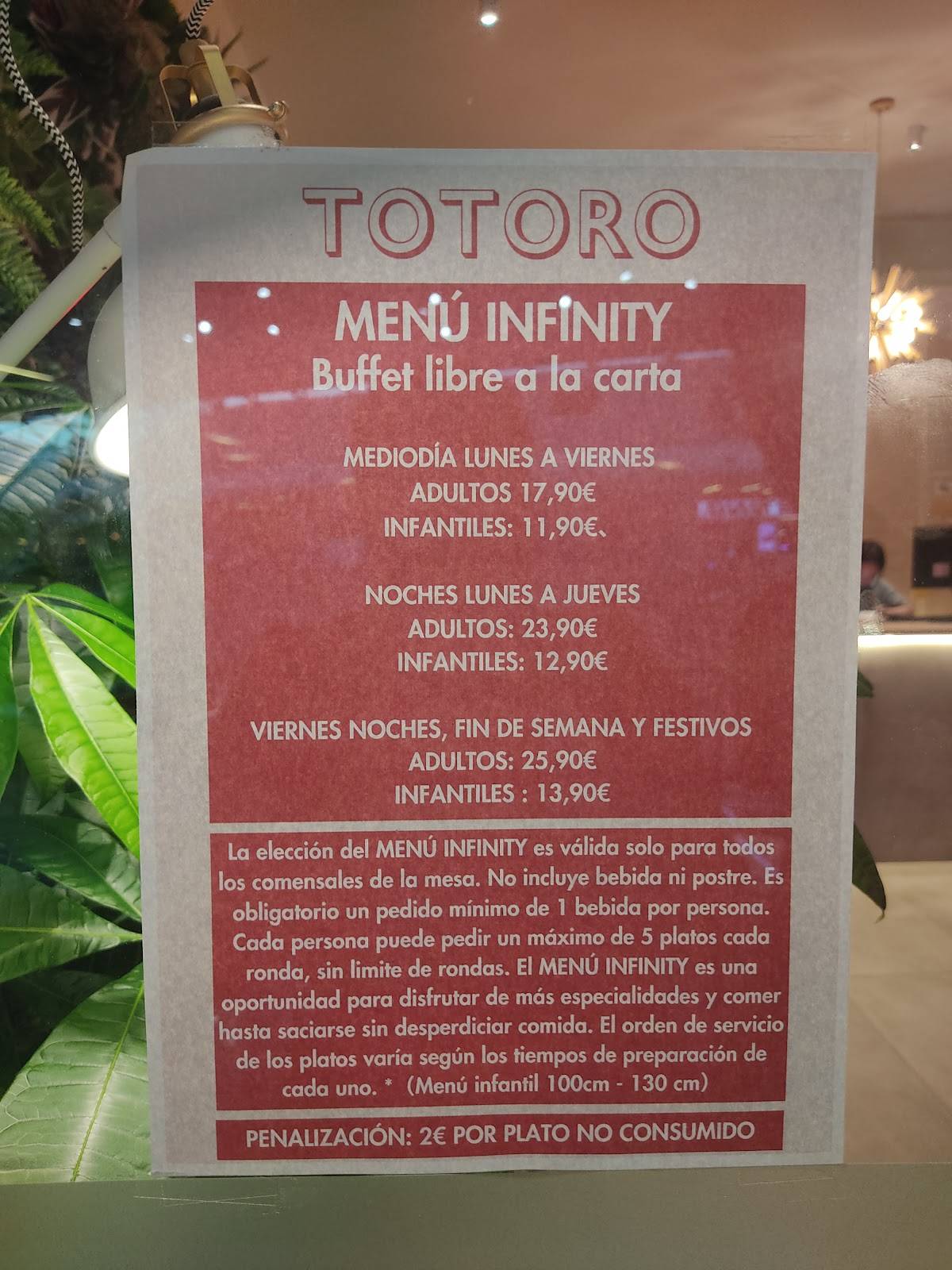Menu at Totoro Sushi restaurant, A Coruña