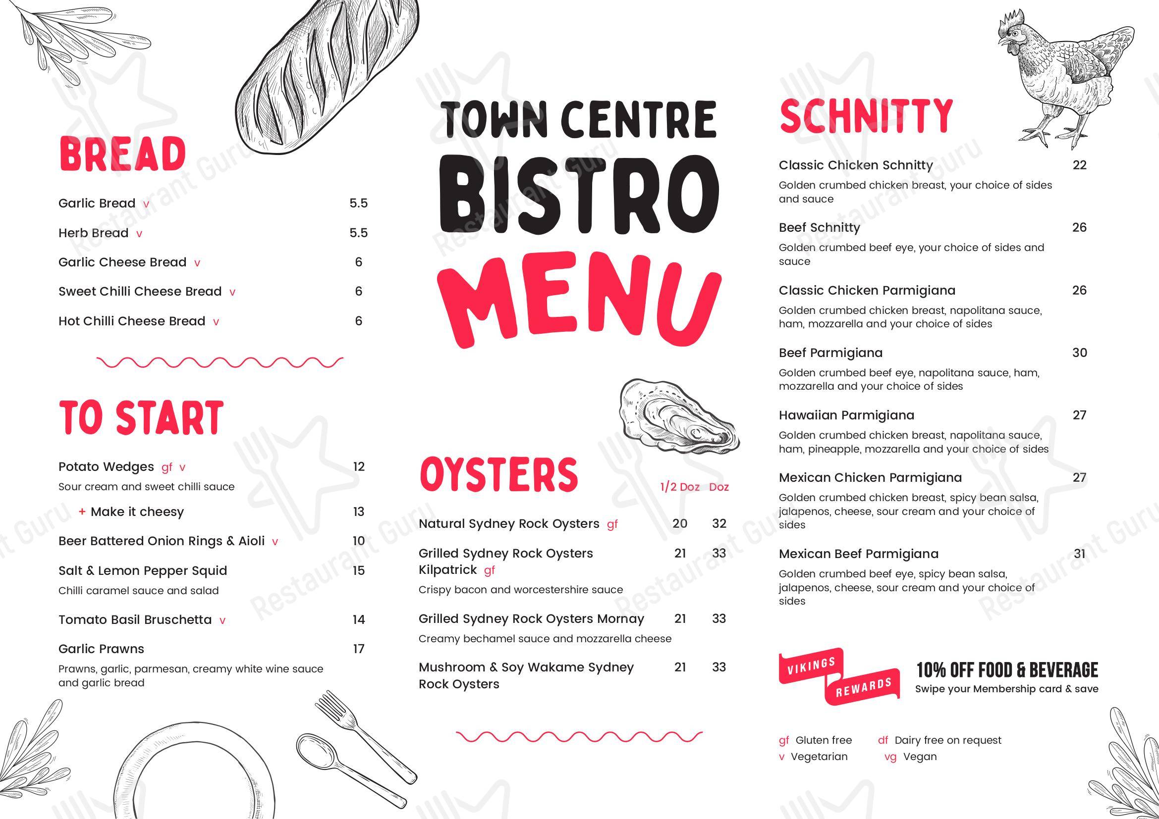 Menu at Vikings Town Centre pub & bar, Greenway
