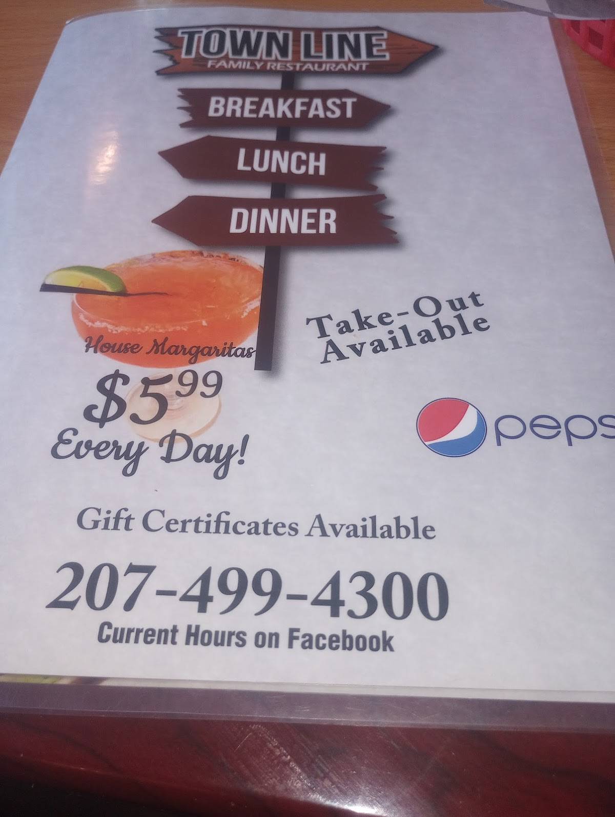 Menu at Town Line Family Restaurant, Lyman, 10 New County Rd