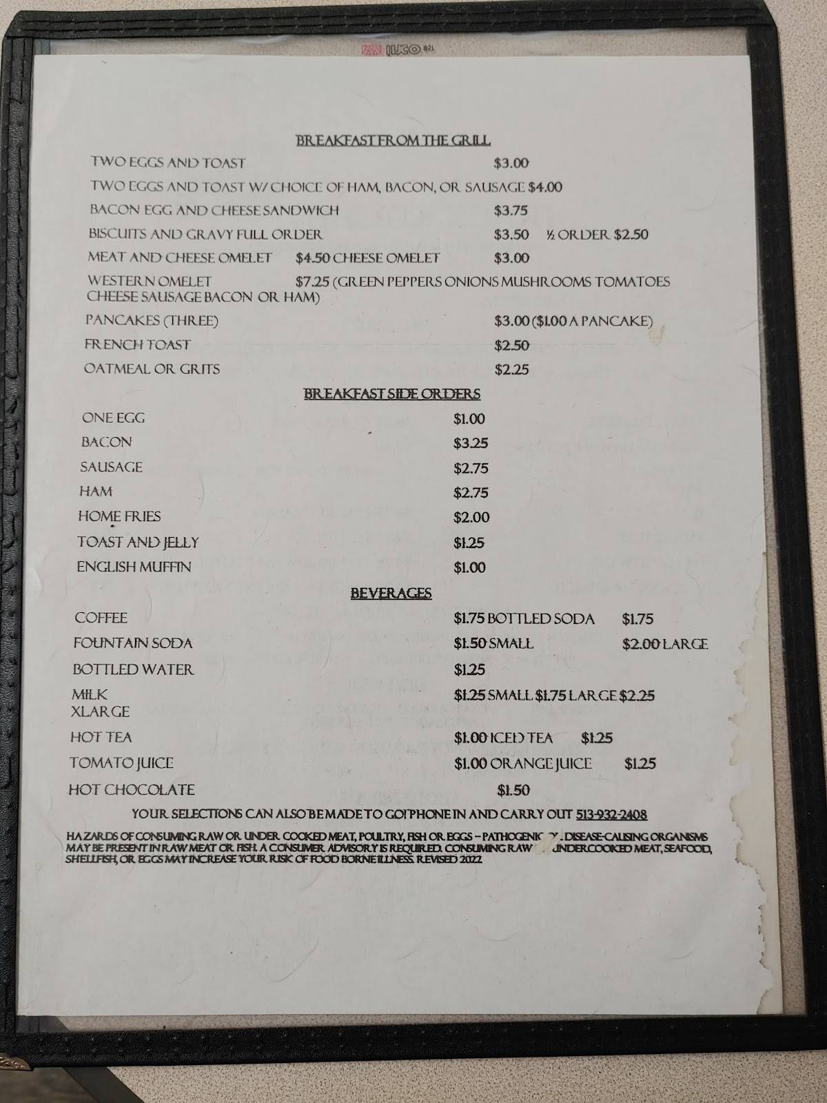 Menu at Track Kitchen restaurant, Lebanon