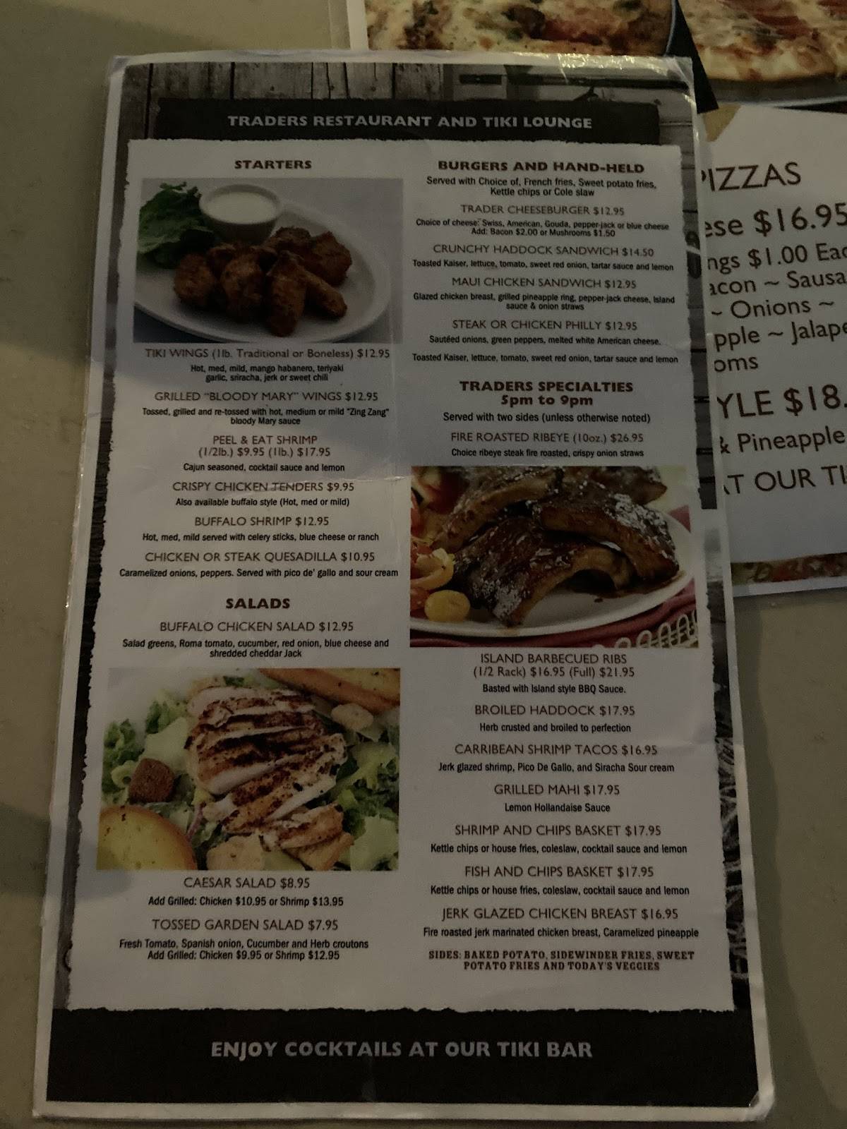 Menu at Traders Restaurant & Tiki Lounge, Daytona Beach