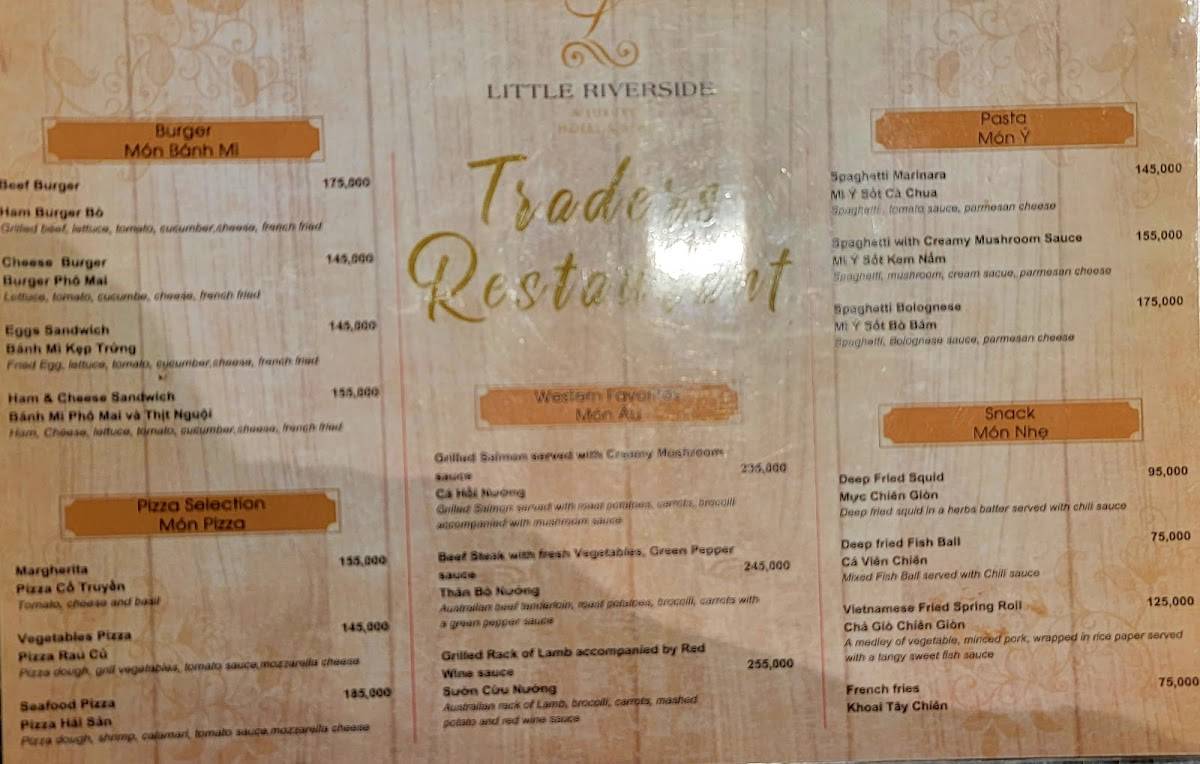 Menu at Traders Waterfront Restaurant, Hoi An