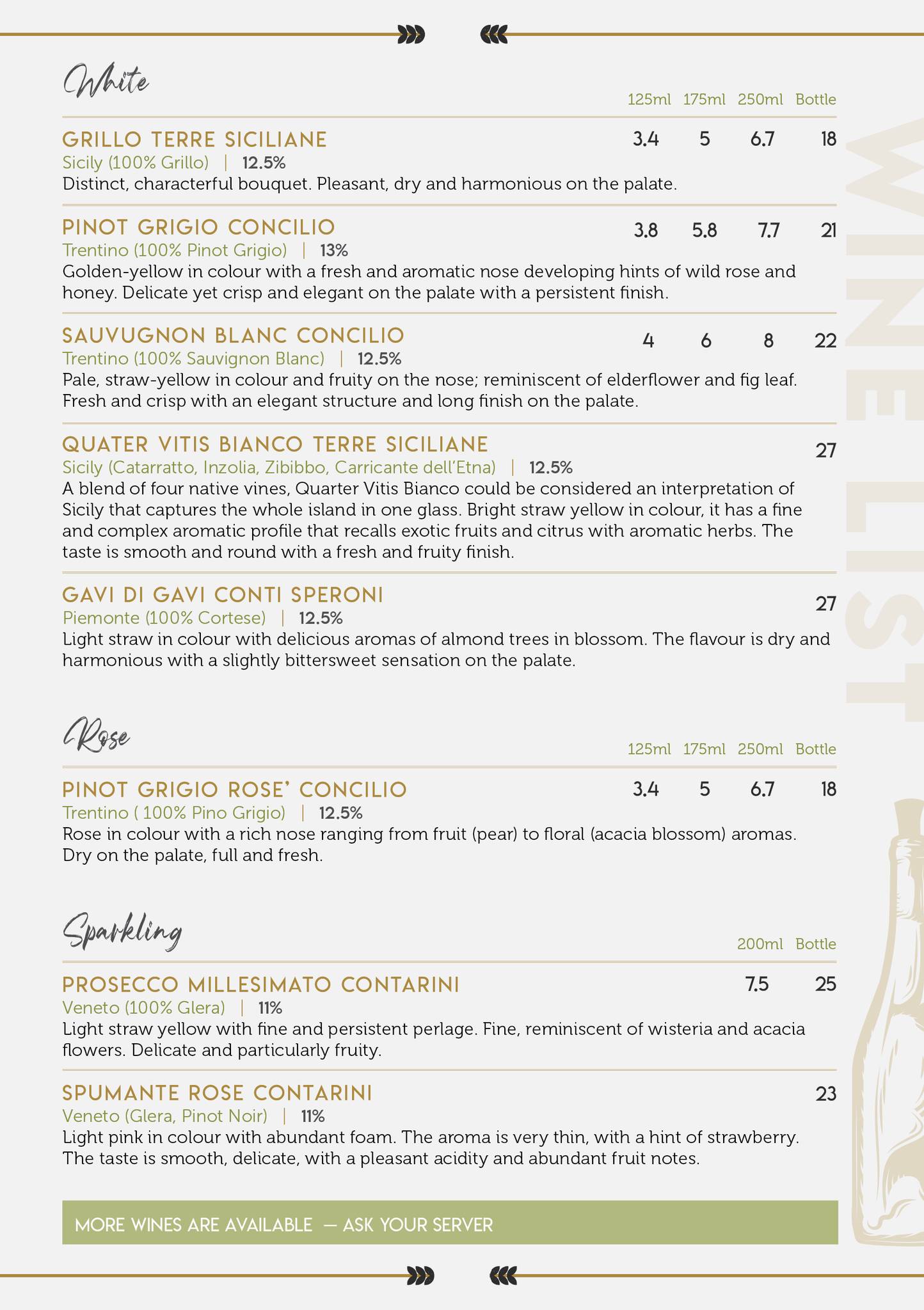 Menu at Trattoria Genova restaurant, Paisley