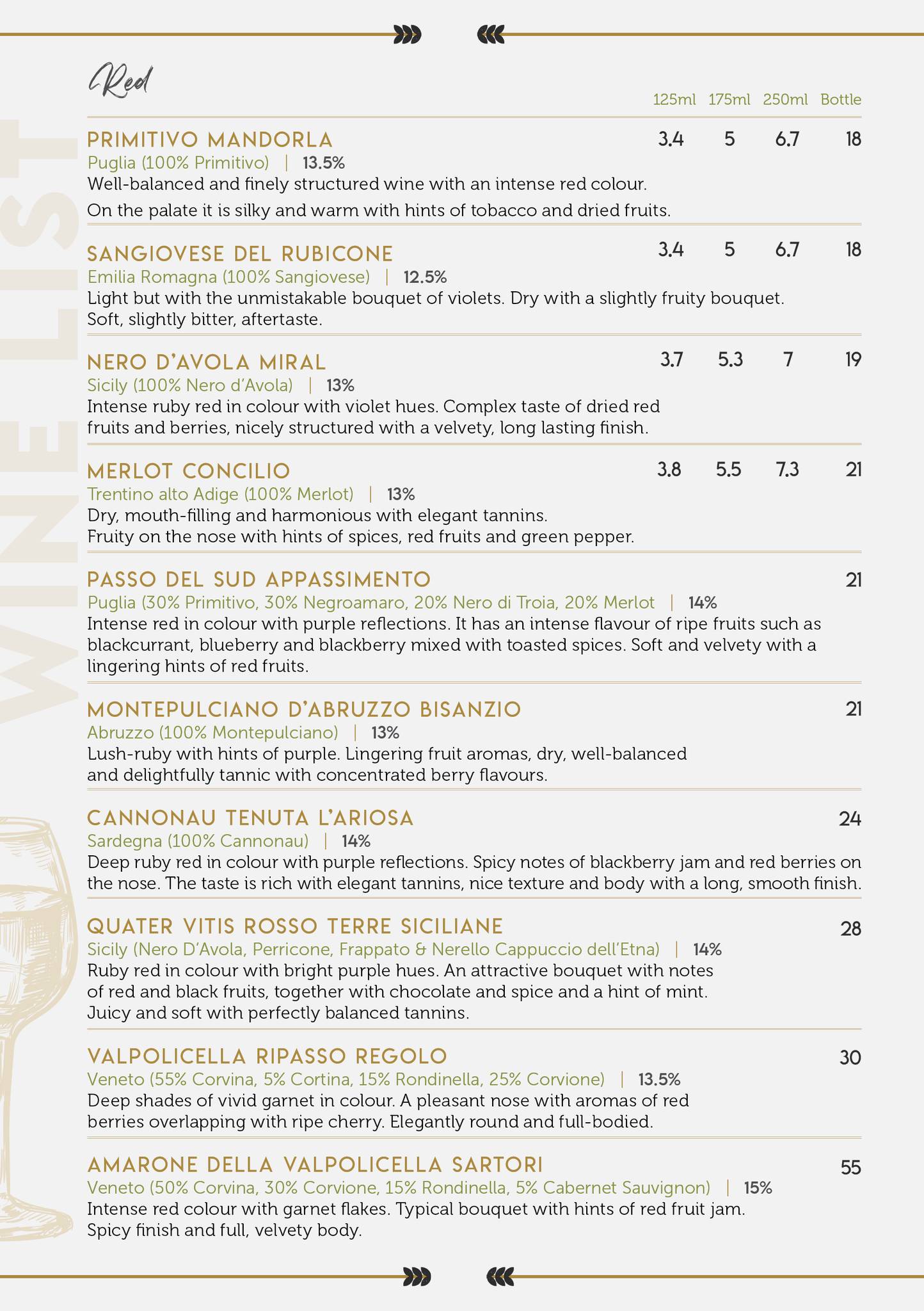 Menu at Trattoria Genova restaurant, Paisley