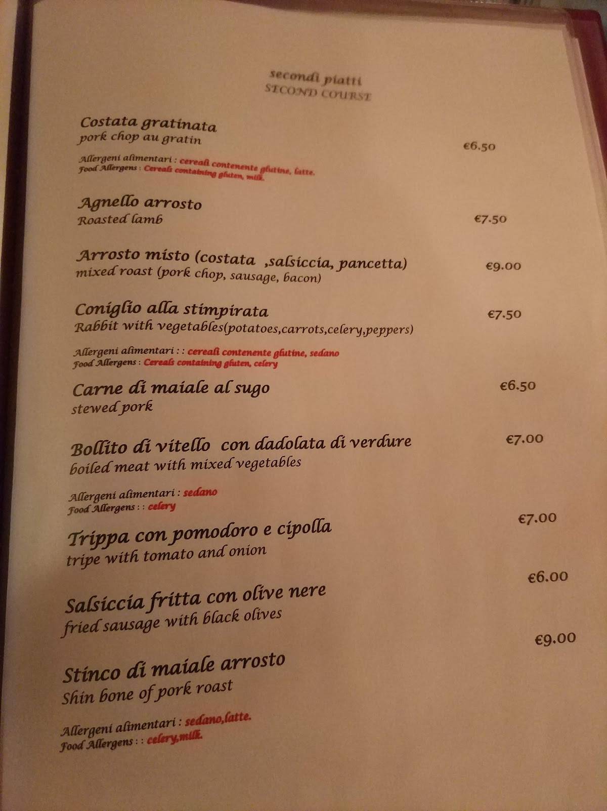 Menu da Trattoria Il Girasole ristorante, Modica