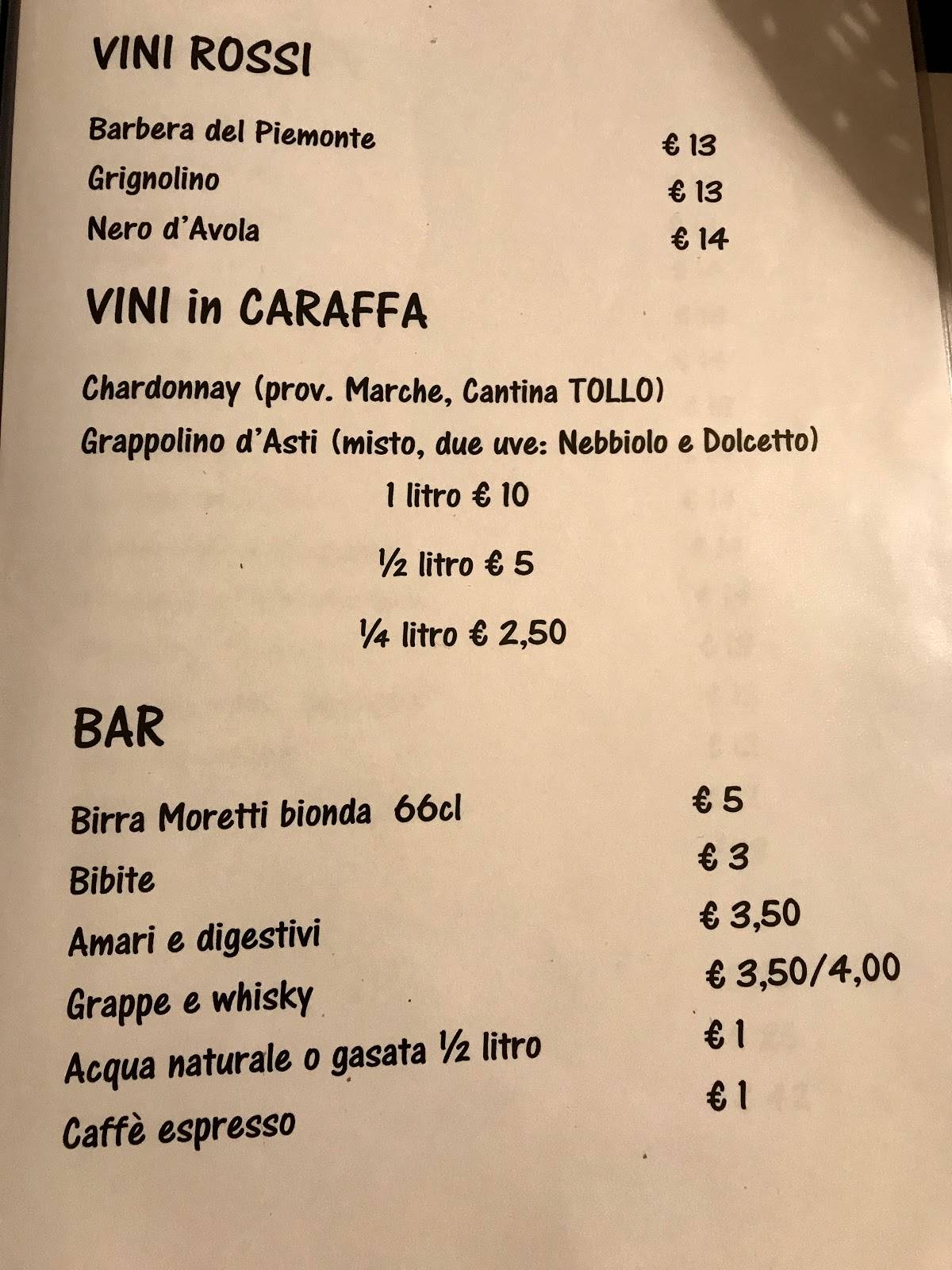 Carta del restaurante Trattoria Mediterraneo Da Fede, Montalto Dora