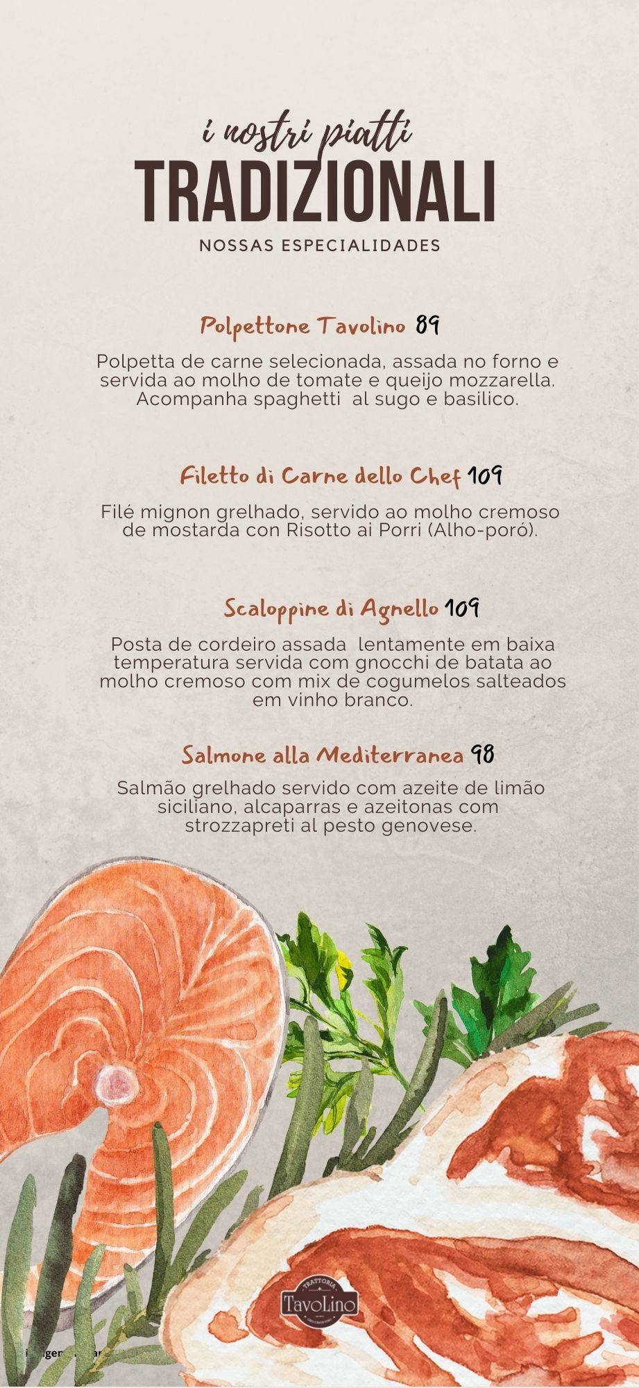 Menu em Trattoria TavoLino restaurante, São Paulo