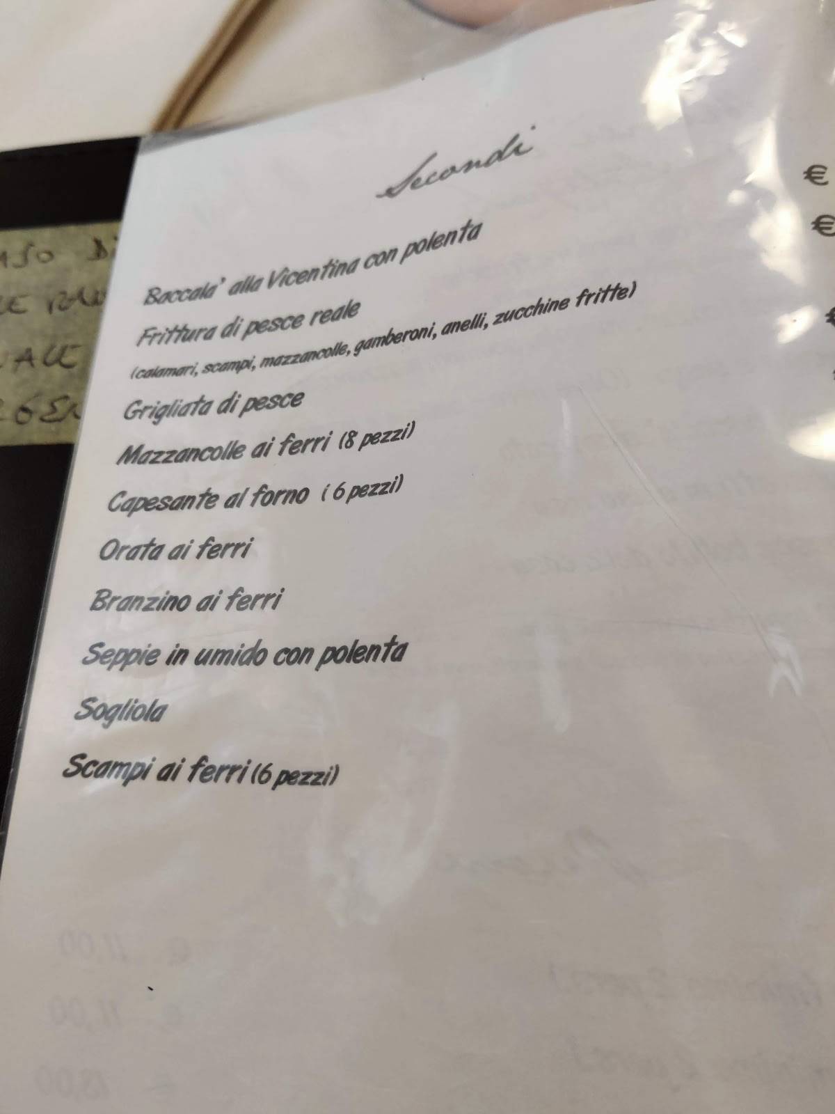 Menu at Trattoria dalla Nena restaurant, Albignasego