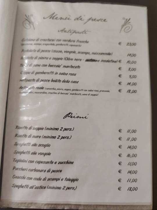 Menu at Trattoria dalla Nena restaurant, Albignasego
