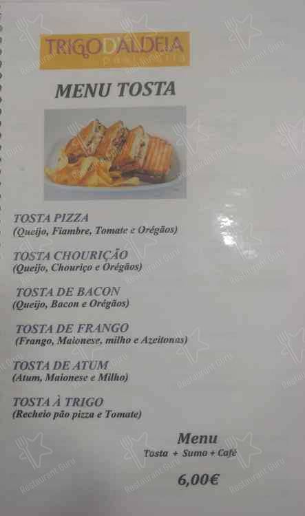 Menu em Trigo D'Aldeia, Lisboa, Rotunda Laura Aires
