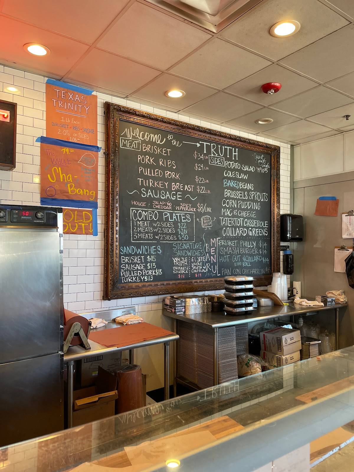 Menu at Truth BBQ, Houston