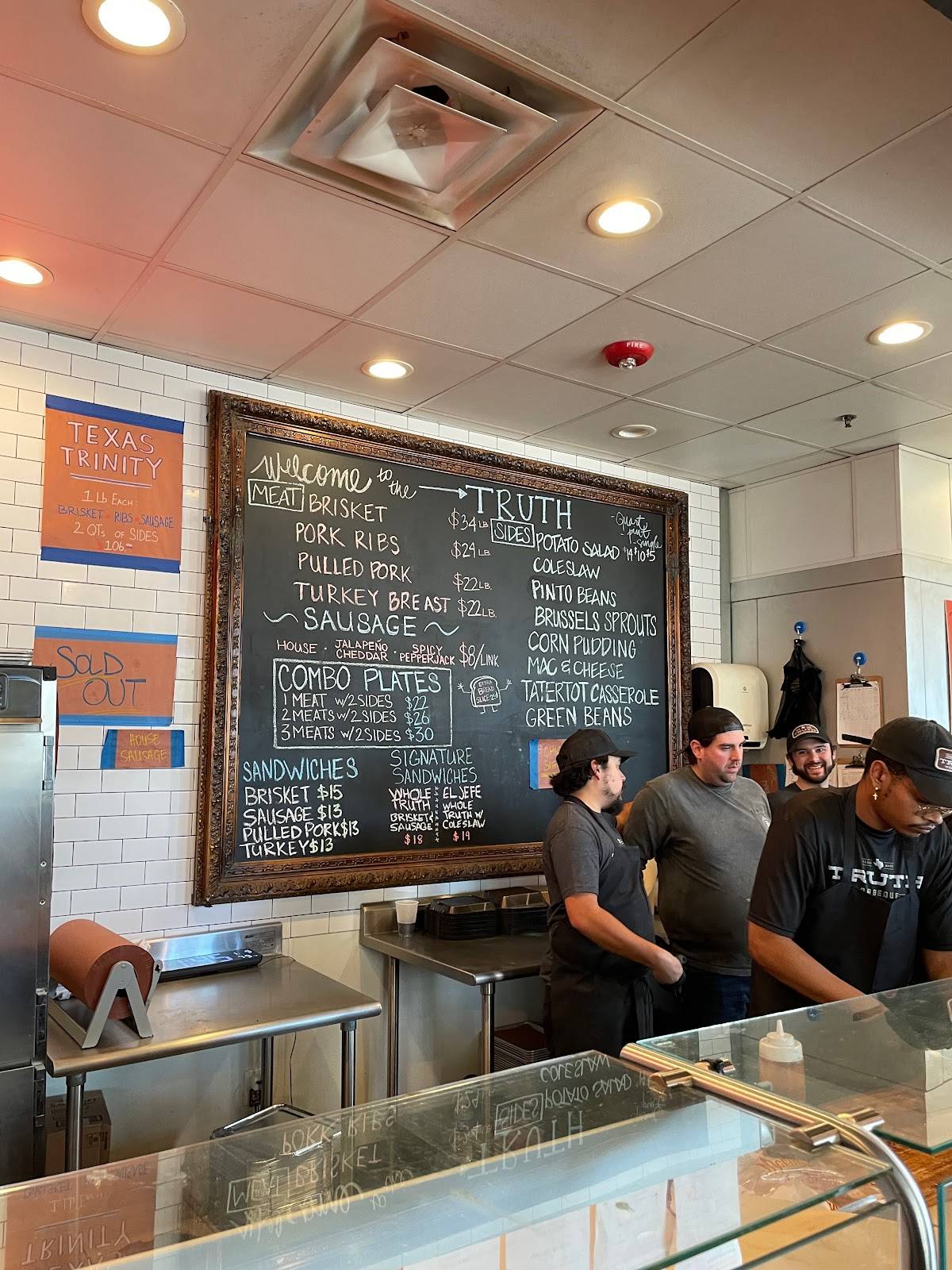 Menu at Truth BBQ, Houston