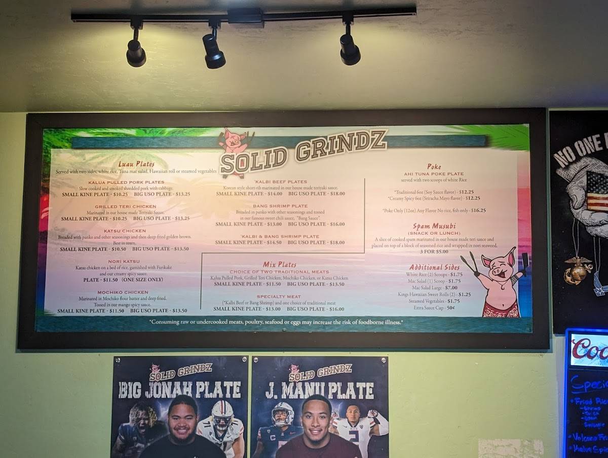Menu at Solid Grindz Hawaiian BBQ, Tucson