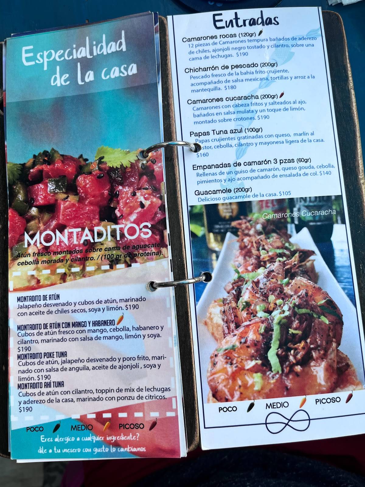 Menu at Tuna Azul Zona Romantica restaurant, Puerto Vallarta