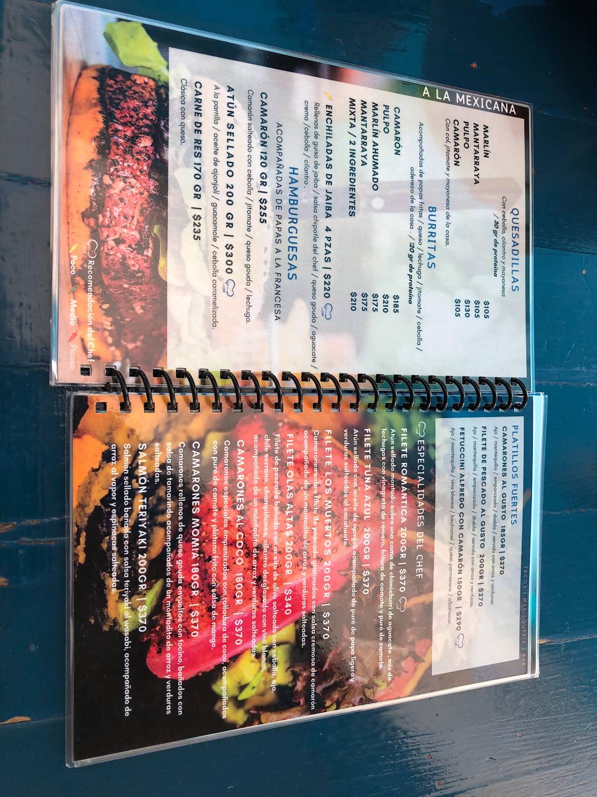 Menu at Tuna Azul Zona Romantica restaurant, Puerto Vallarta