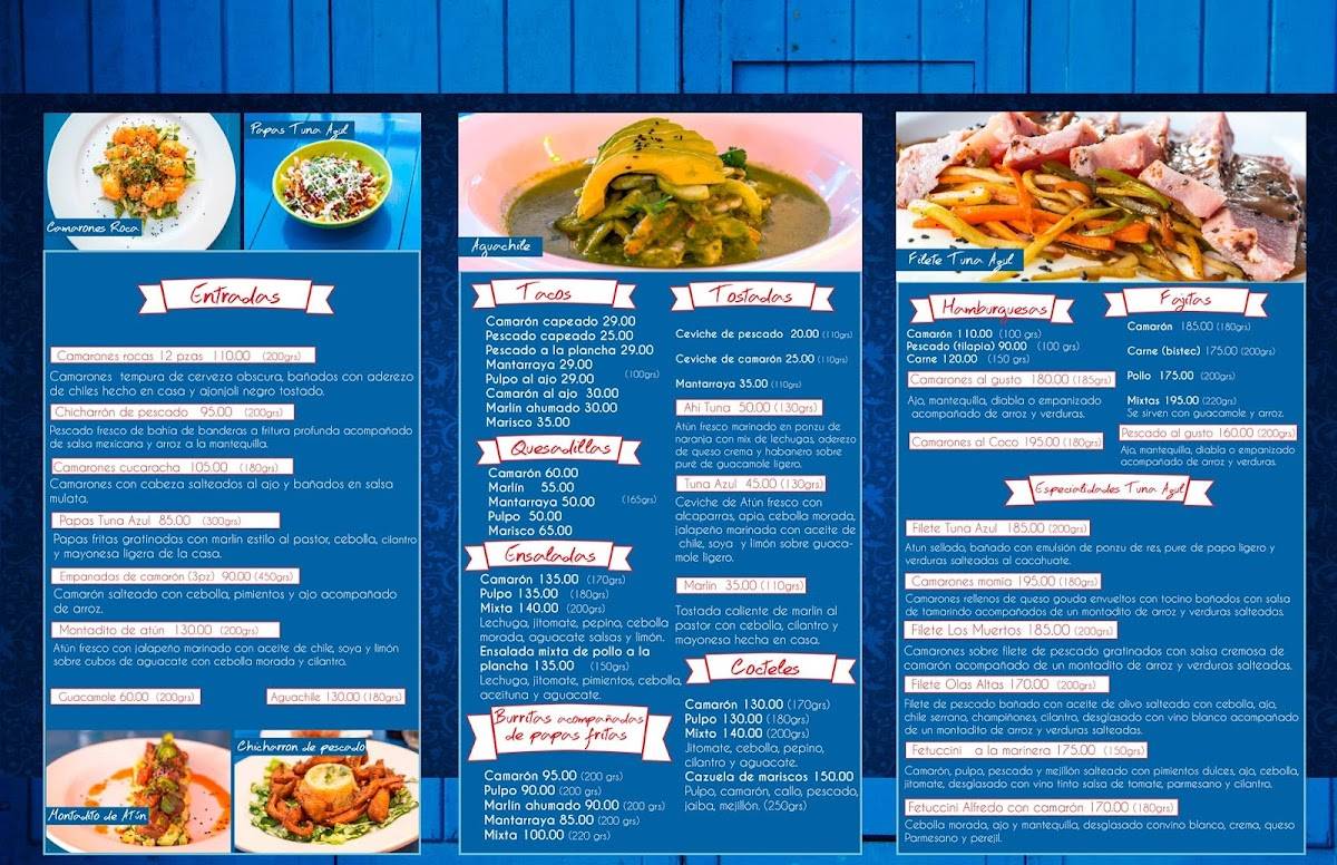 Menu at Tuna Azul Zona Romantica restaurant, Puerto Vallarta