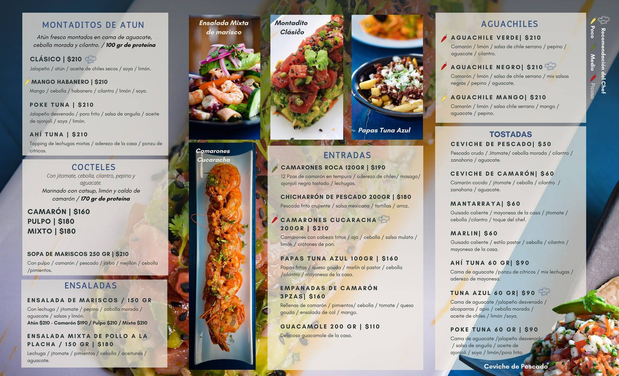 Menu at Tuna Azul Zona Romantica restaurant, Puerto Vallarta