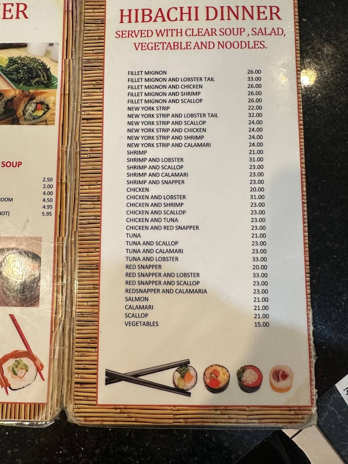 Menu at Uchi Sushi & Hibachi restaurant, Metairie