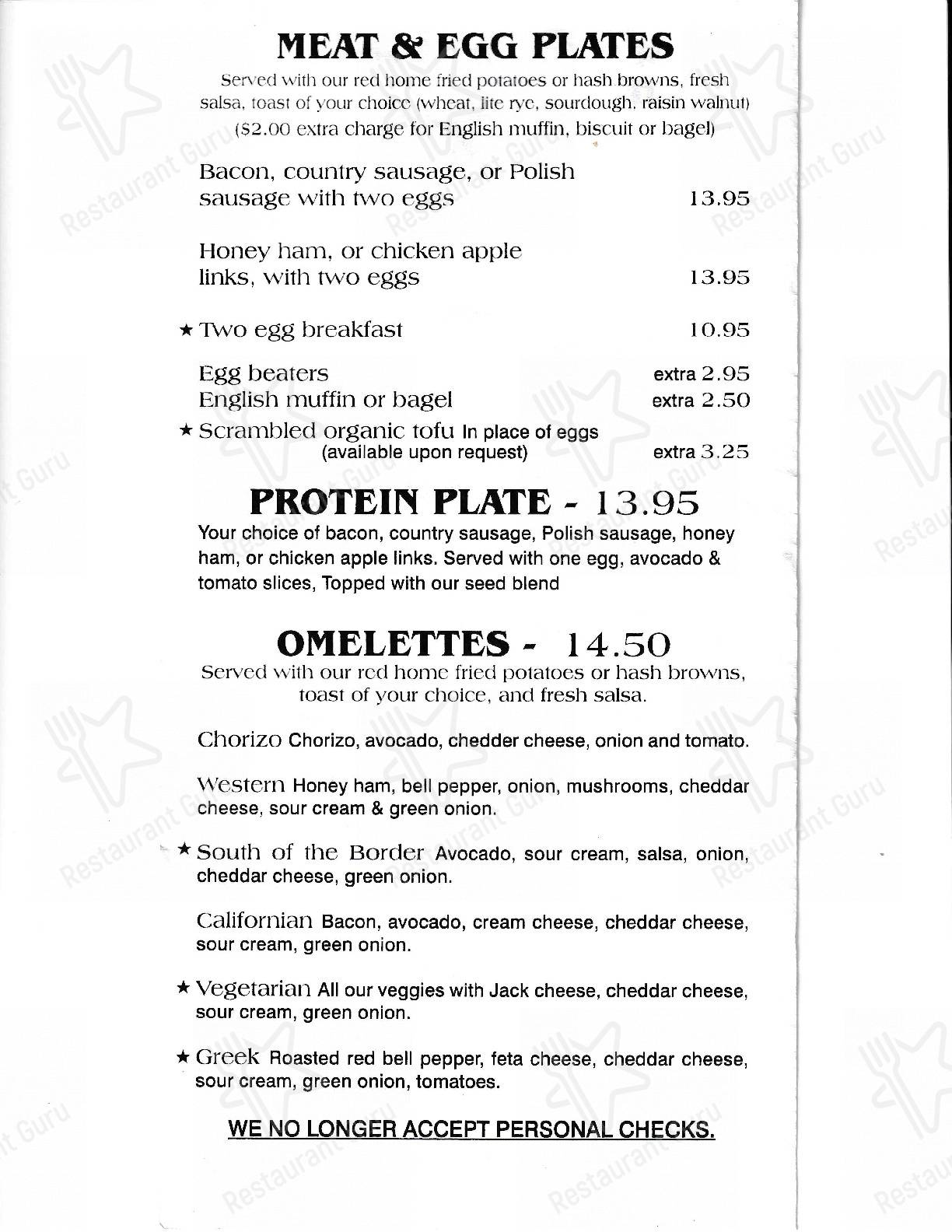 Menu at Ellie's Mutt Hut cafe, Ukiah