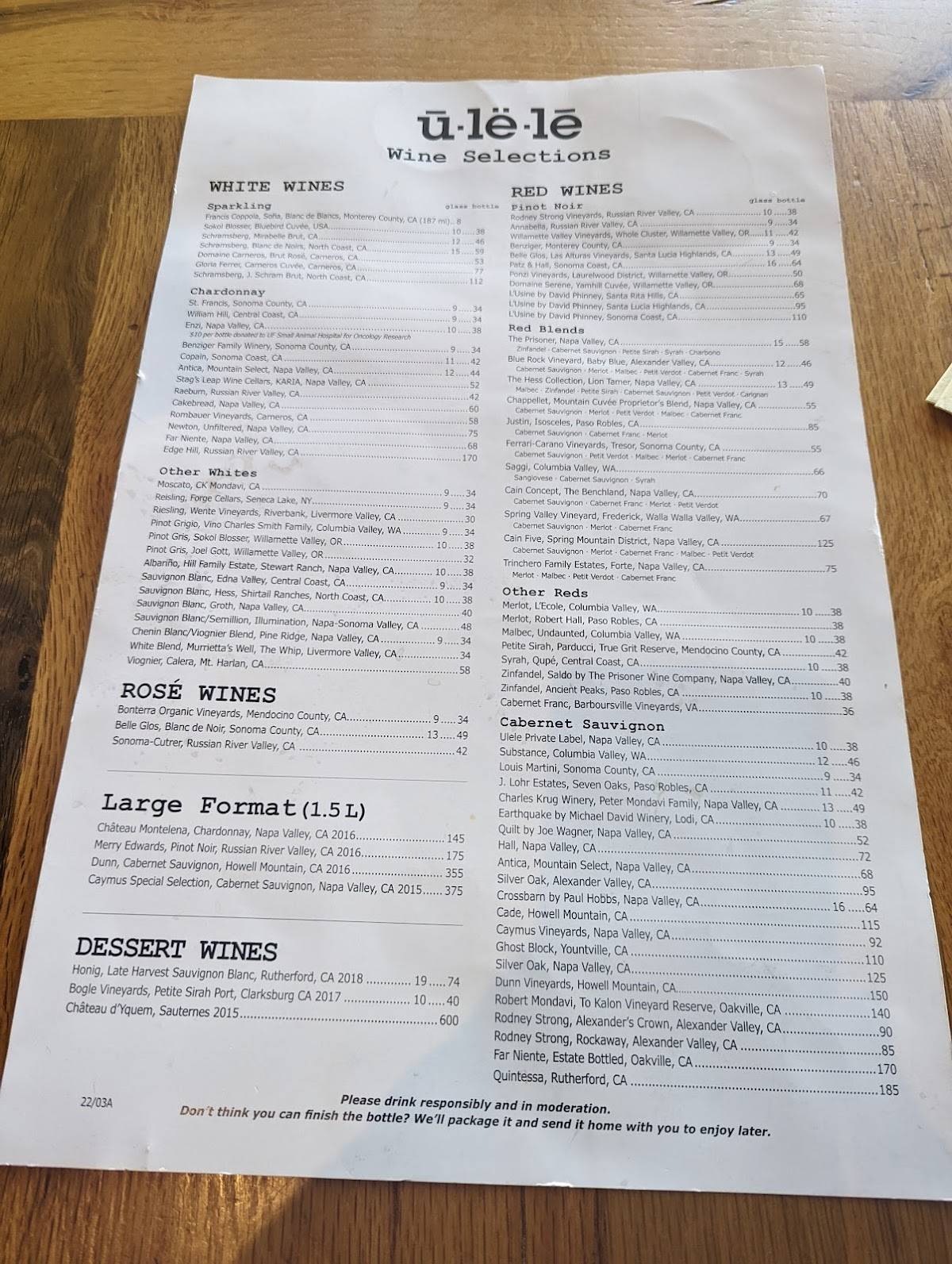 Menu at Ulele restaurant, Tampa, N Highland Ave