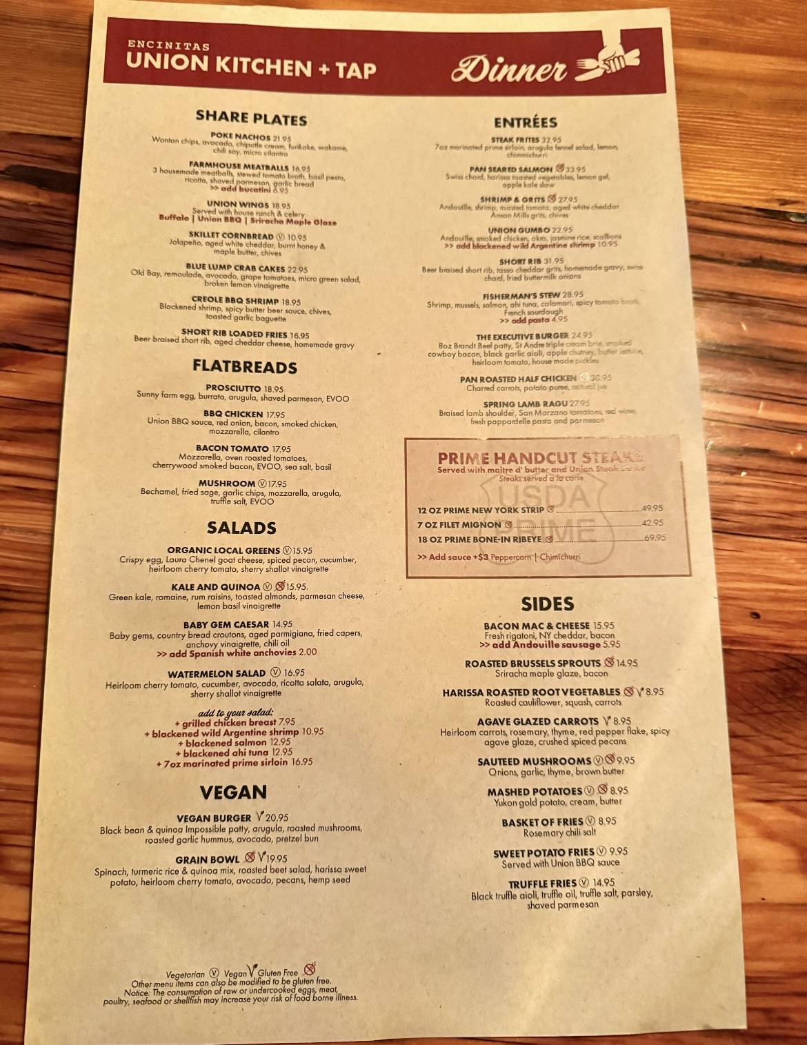 Menu at Union Kitchen & Tap Pacific Beach pub & bar, San Diego