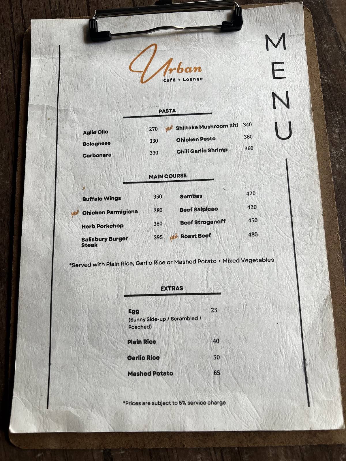 Menu at Urban Cafe + Lounge, Cebu City