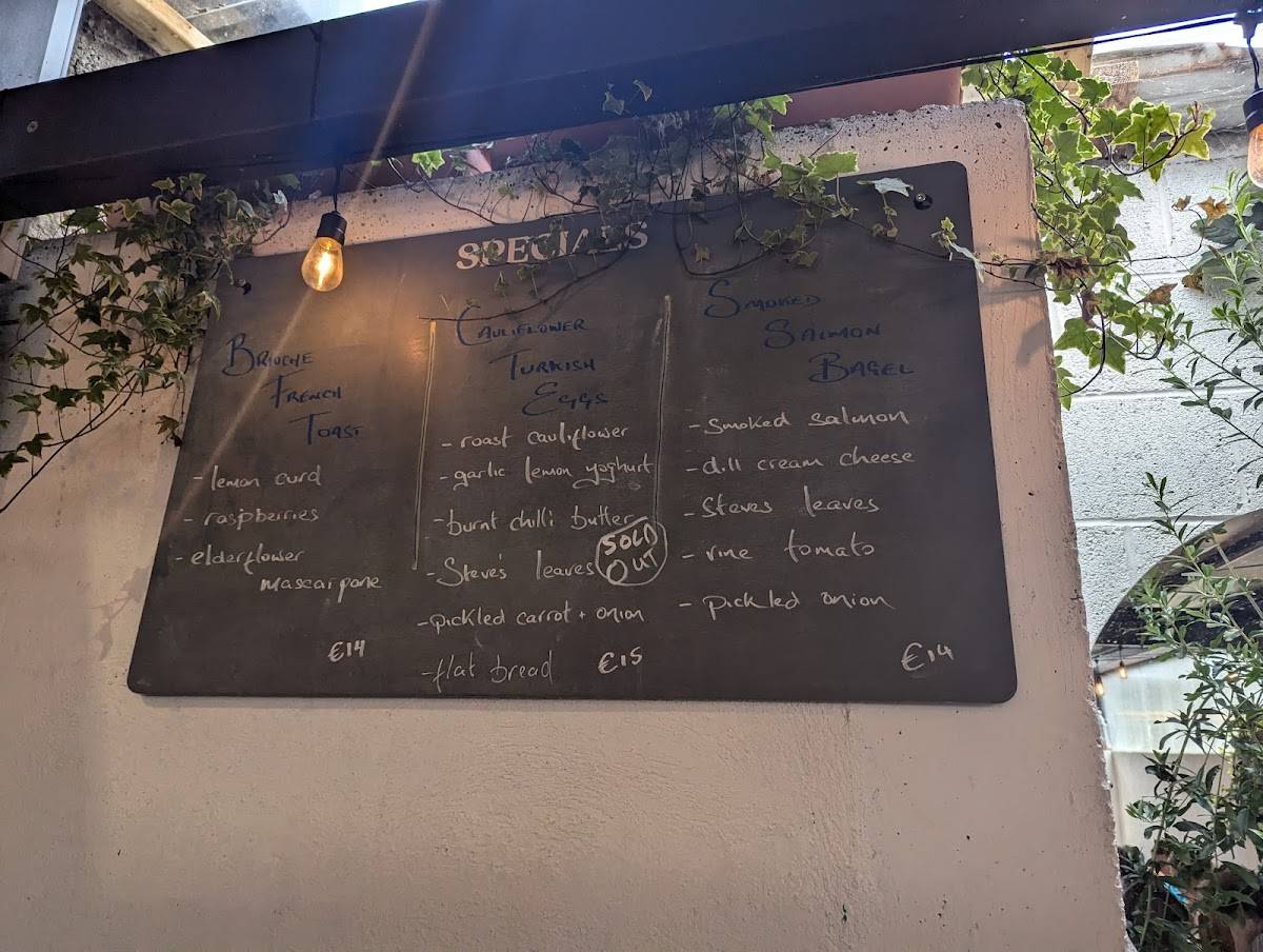 Menu at Urban Grind cafe, Galway, 8 William St W