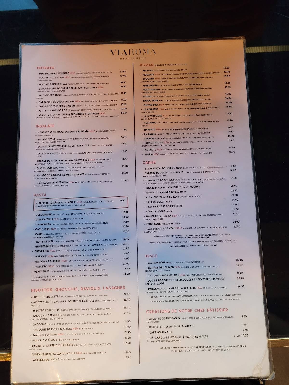 Menu au VIA ROMA restaurant, Le Pontet, 255 Chem. des Petits Rougiers