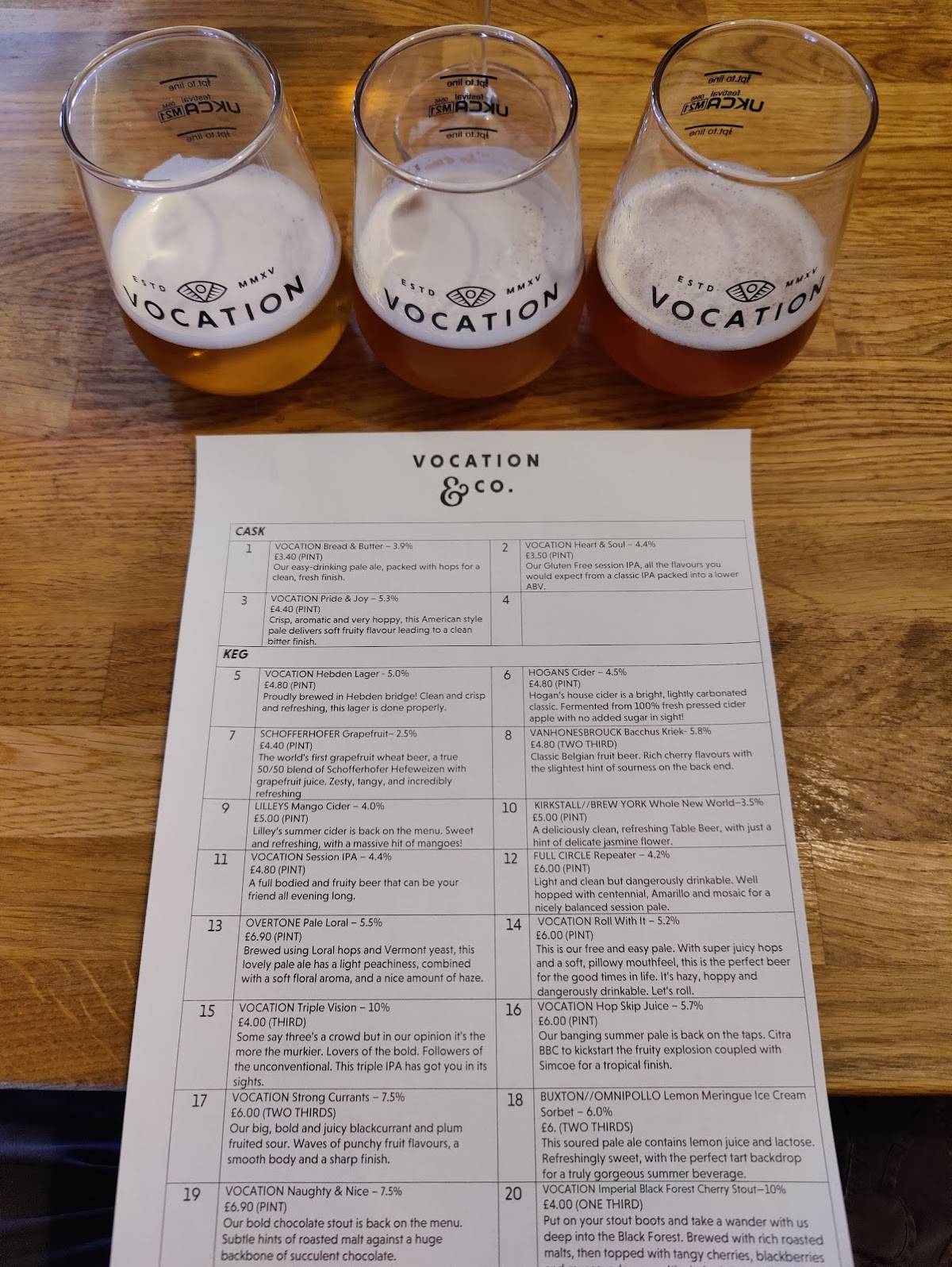Menu at Vocation & Co. Hebden Bridge pub & bar, Hebden Bridge