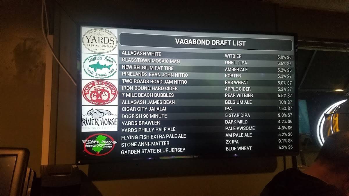Menu at Vagabond Kitchen & Tap House pub & bar, Atlantic City