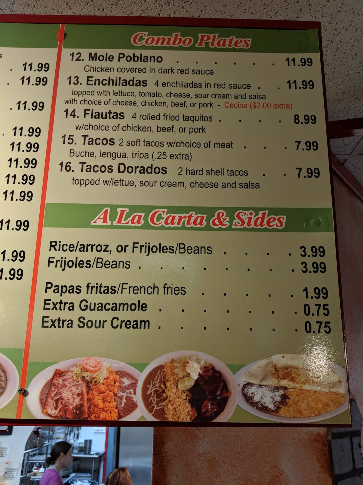 Menu at Valencia's Taqueria restaurant, Citrus Heights, Greenback Ln C