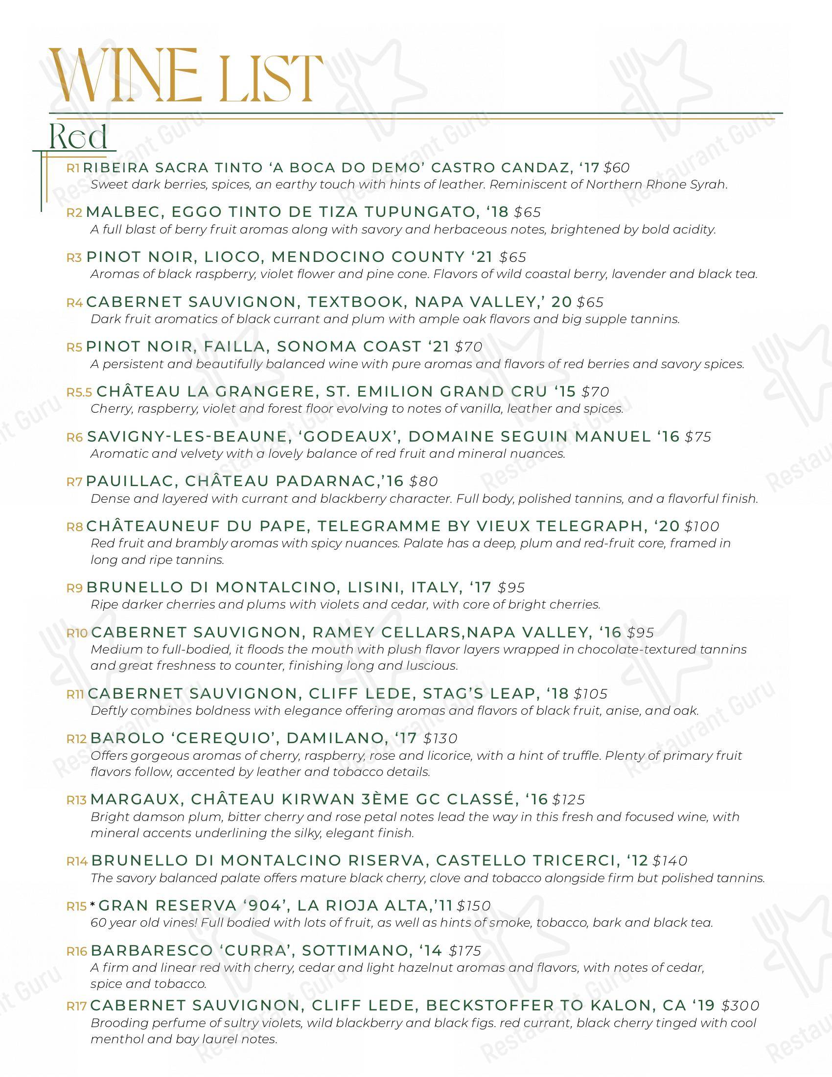 Menu at Valley Rock Inn & Mountain Club, Sloatsburg