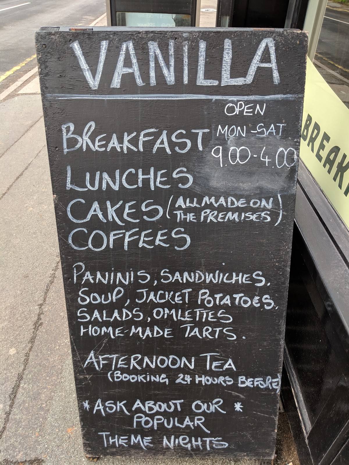 Menu at Vanilla cafe, Wolverhampton