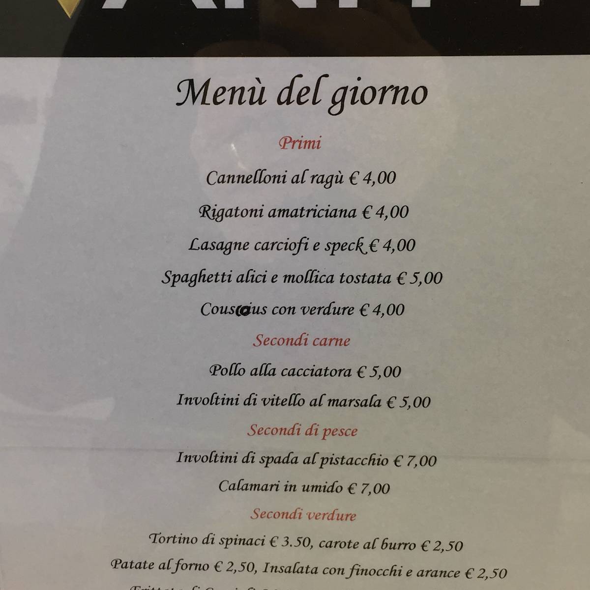 Menu da Vanity sweet & salty pub & bar, Reggio Calabria