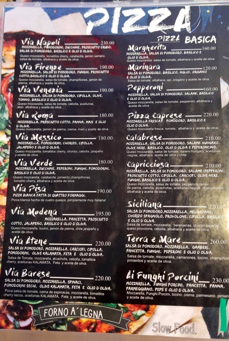 Carta del restaurante Vía Nápoli, Saltillo, Boulevard Ing Eulalio ...