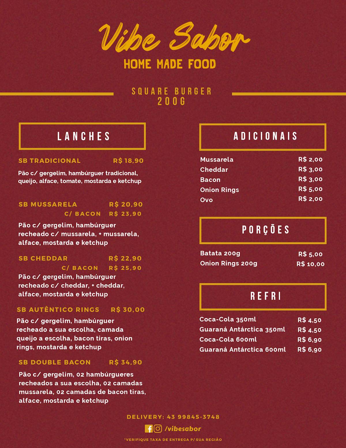 Menu at Vibe Sabor - Home Made Food restaurant, Londrina