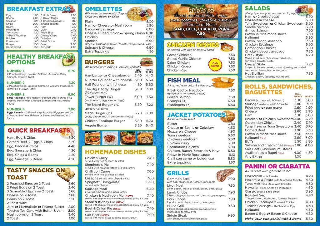 Menu at Victoria Cafe, Brightlingsea