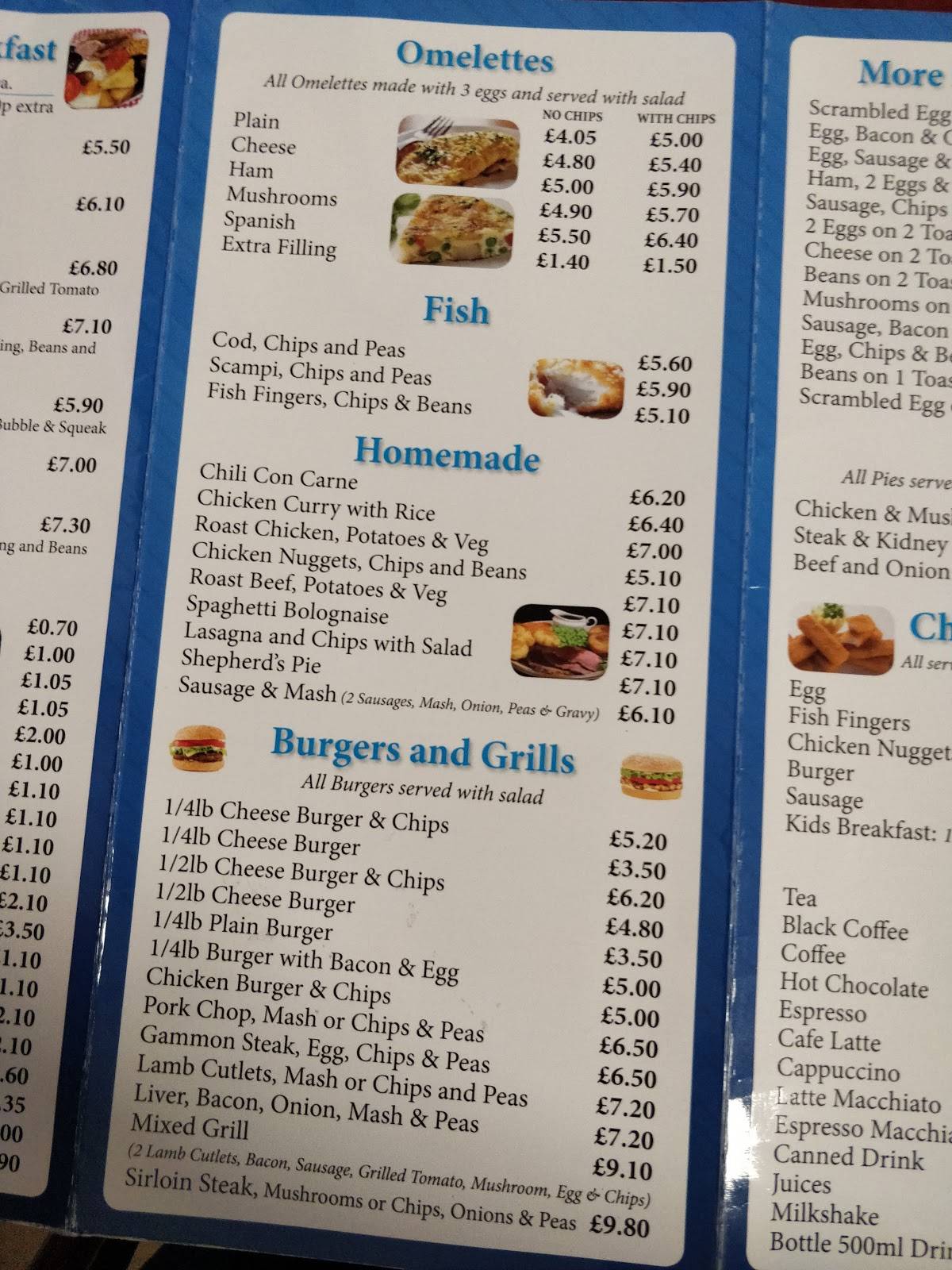 Menu at Victoria Cafe, Brightlingsea
