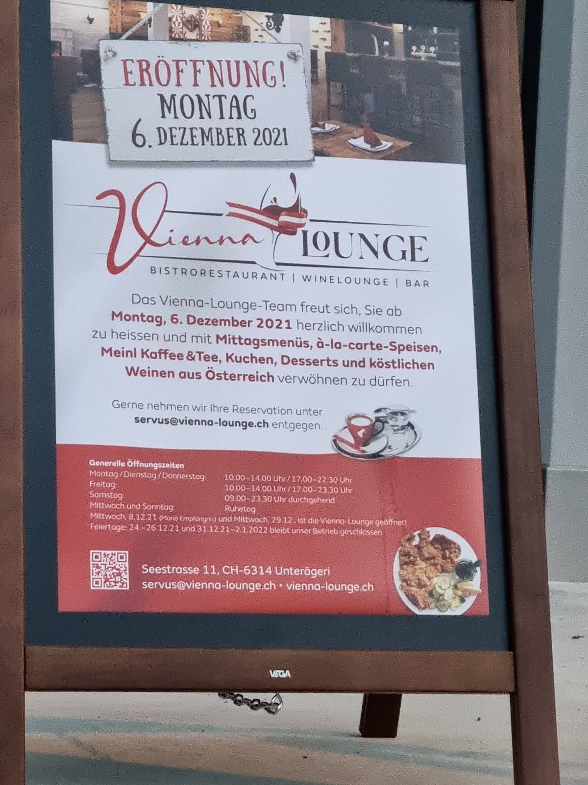 Speisekarte von Vienna-Lounge, Unterägeri