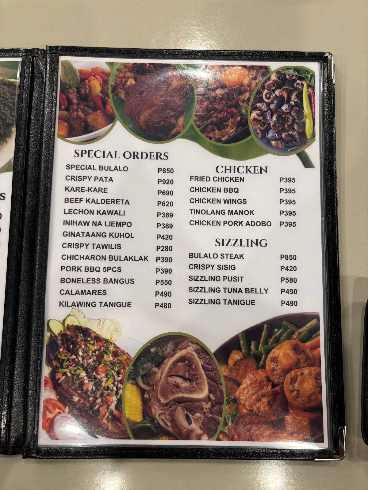 Menu at Viewsite Restaurant Mahogany, Tagaytay, 4W3M+8XQ