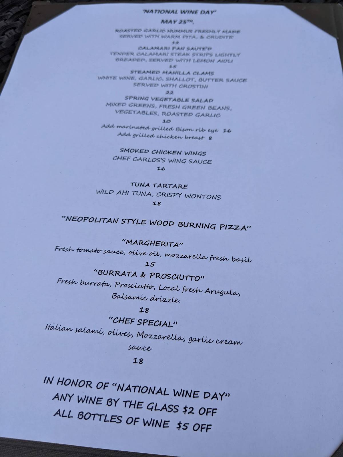 Menu at Vintage '61 Wine Bar & Kitchen, Meridian