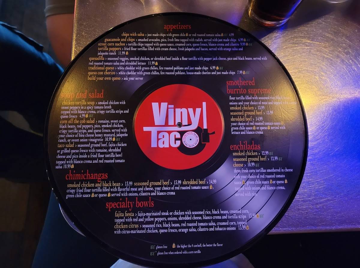 Menu at Vinyl Taco pub & bar, Sioux Falls