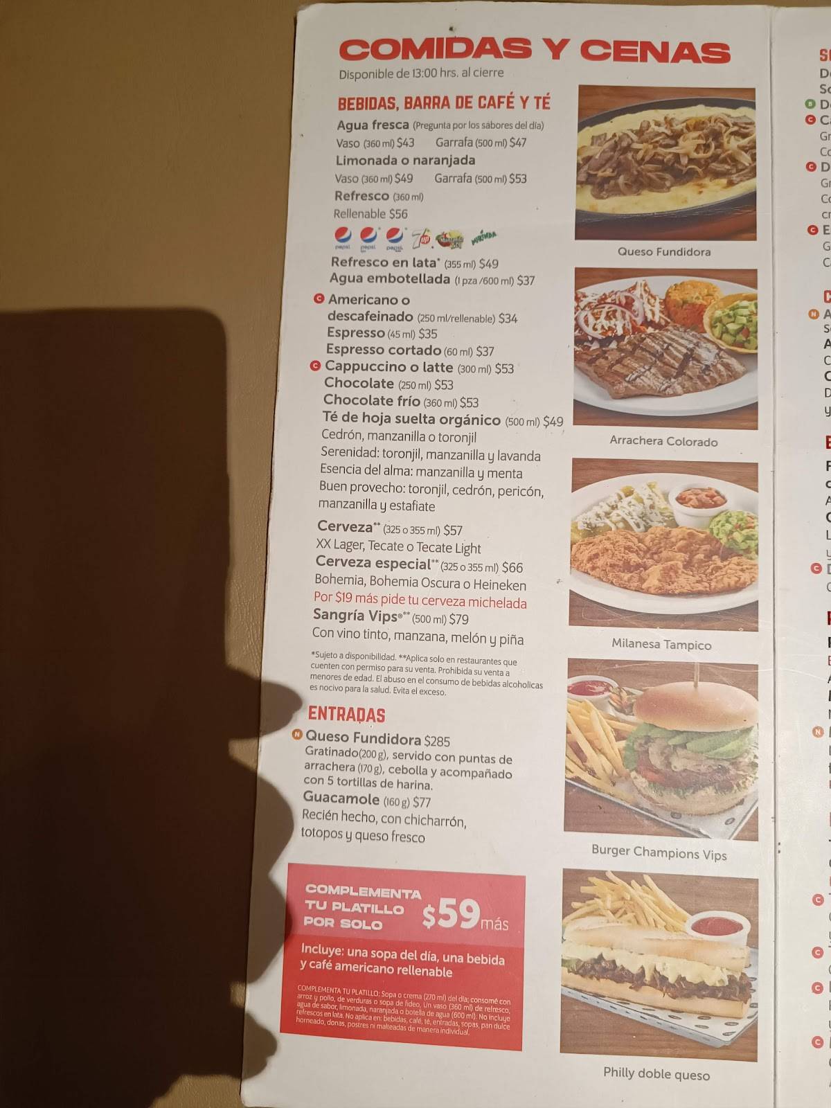 Carta del restaurante Vips, Monterrey, Av. Dr. José Eleuterio González 400