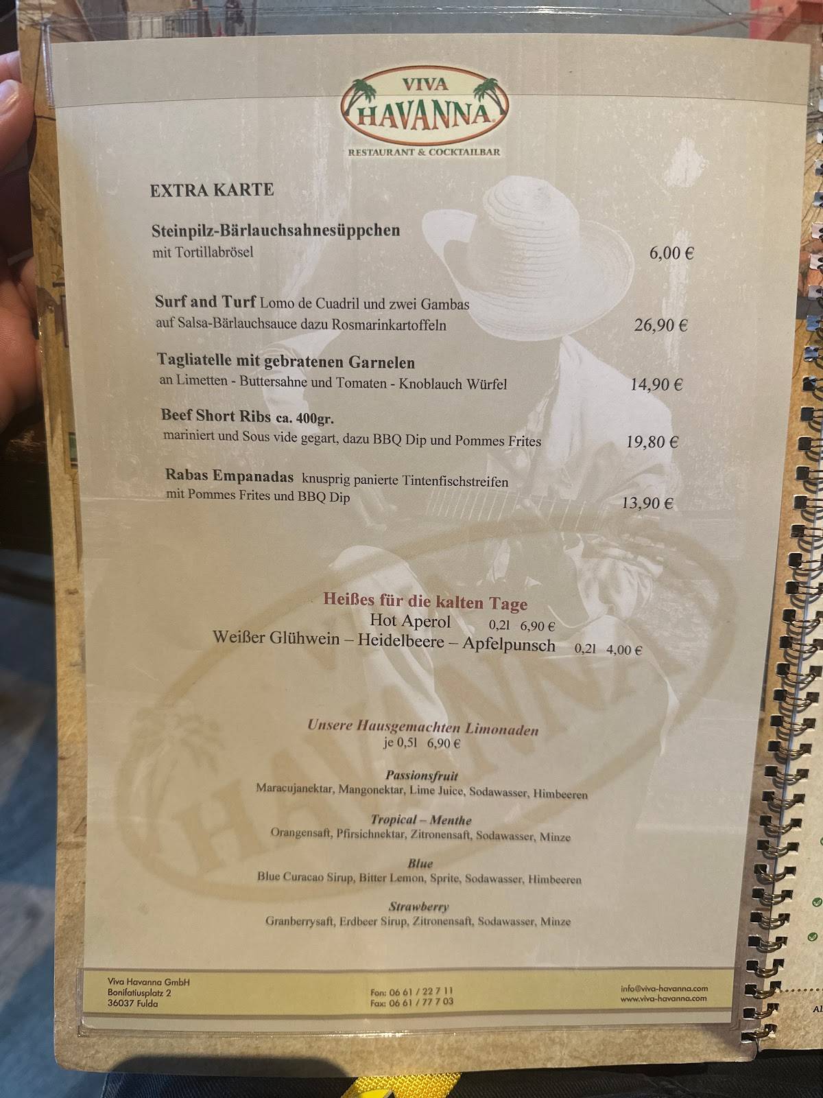 Speisekarte von Viva Havanna pub & Bar, Fulda