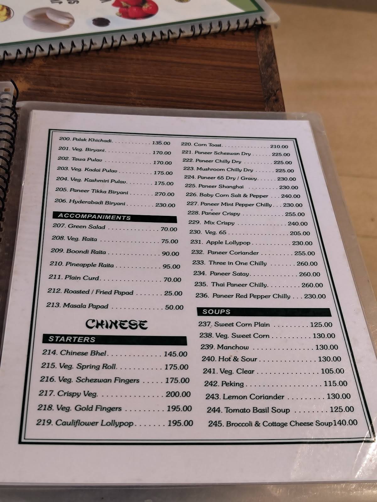 Menu at Vrindavan Veg Restaurant, Mumbai, Main Gate