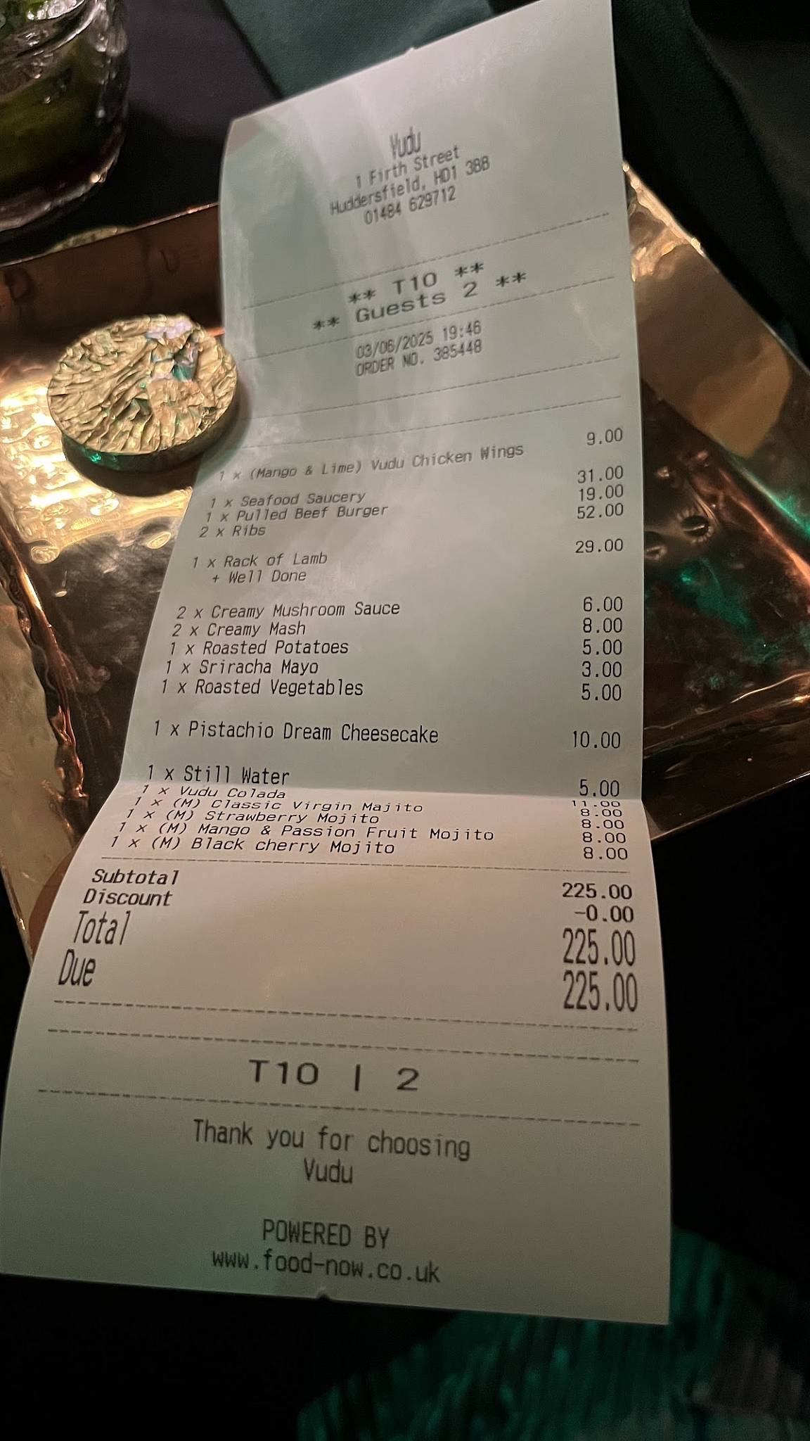 Menu at Vudu Restaurant, Huddersfield